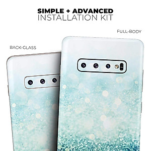 DesignSkinz Teal and Aqua Unfocused Sparkling Orbs Protective Vinyl Decal Wrap Skin Cover Compatible with The Samsung Galaxy S20 (Screen Trim & Back Glass Skin)