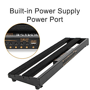 Guitar Pedalboard with Built-in Power Supply Pedal Board Aluminium Alloy 1.8lb Lightweight Pedal Board 19x5 Inch Black Pedal Board with Power Supply, Carrying Bag, Guitar Pedal Cable, Velcro
