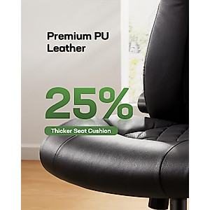 Marsail Executive Office Chair with Flip-up Armrests,PU Leather Ergonomic Desk Chair Height-Adjustable Swivel Rolling Computer Desk Chair,Black