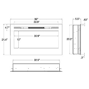 Regal Flame Lexington 35" Built-in Ventless Heater Recessed Wall Mounted Electric Fireplace - Log