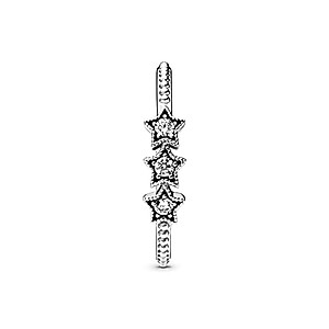 Pandora Celestial Stars Ring - Sterling Silver Ring for Women - Layering or Stackable Ring - Sterling Silver with Clear Cubic Zirconia - Size 8.5, No Gift Box