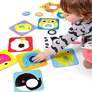 Banana Panda Match The Baby Toddler Puzzles and Matching Activity - Set includes 12 Large 2-Piece Beginner Puzzles with Round Elements to Mix and Match - for kids ages 18 months and up