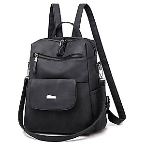 Osunnus Leather Backpack Purse for Women Vintage Fashion Travel Backpack Shoulder Bag, Black