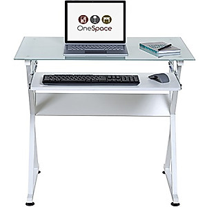 OneSpace Ultramodern Glass Computer Desk, White