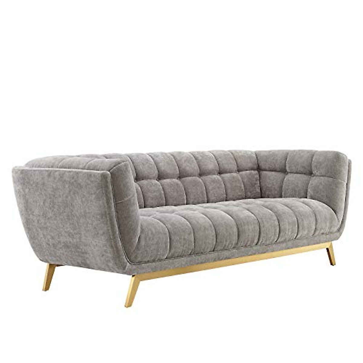 Modway Bestow Tufted Crushed Performance Velvet Sofa, Light Gray