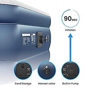 Active Era Tall Twin Air Mattress with Built in Pump & Raised Pillow, Elevated Inflatable Mattress, Heavy Duty Puncture Resistant Inflatable Bed, Blow Up Mattress Air Bed, Waterproof Airbed Mattress
