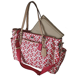 COACH Peyton Dream C Multifunction Baby Diaper Tote in Silver / White Pomegranate / Tan 30541
