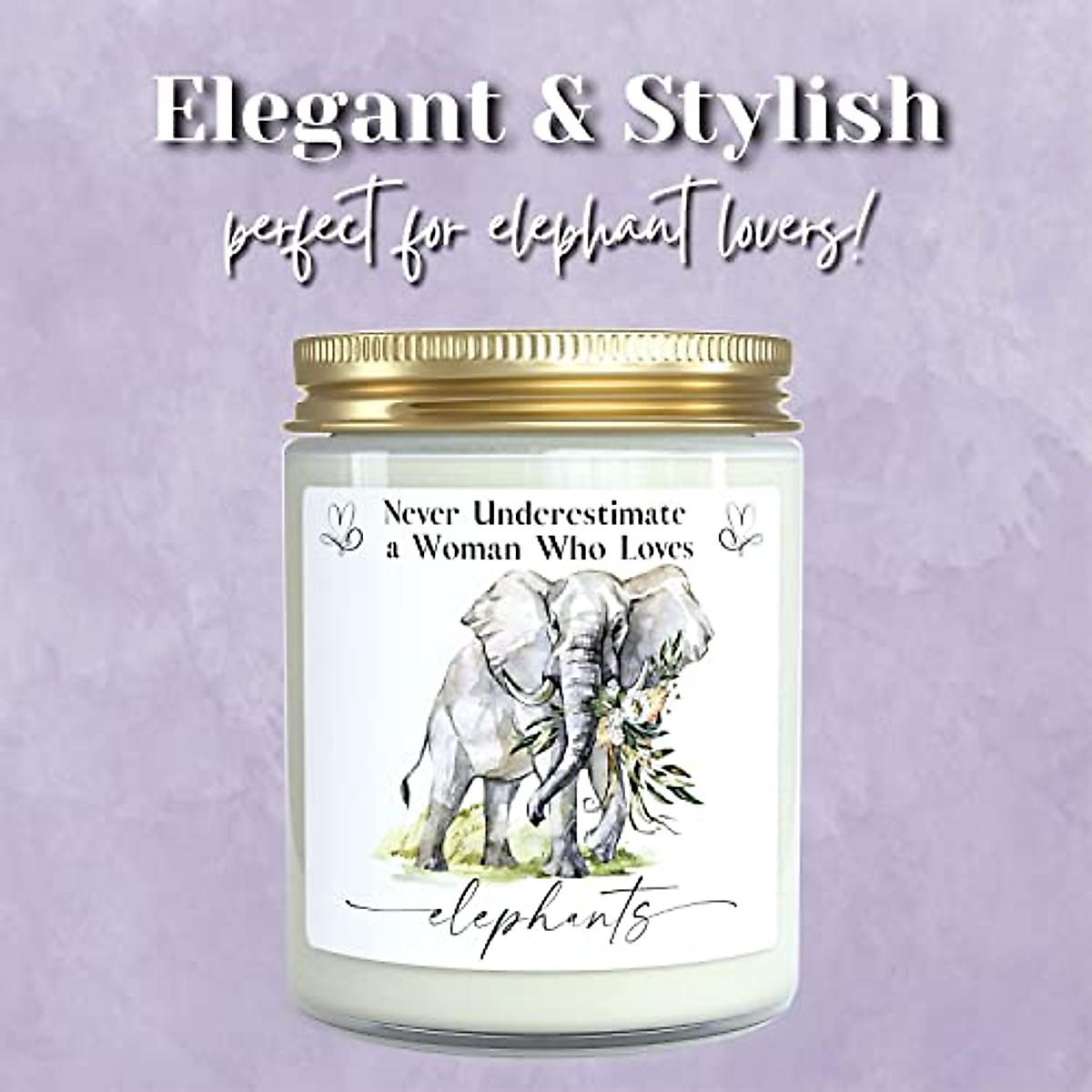 Wishmead Elephant Gifts for Women - Lavender Candle - Elephants Gifts for Women - Elephant Decor Housewarming Gift - Birthday Gifts for Mom Best Friend