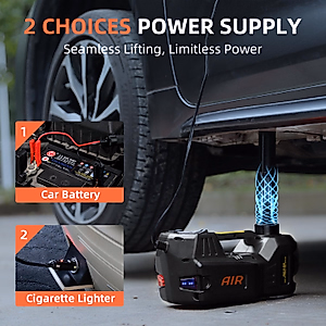 FEANISIFEI Electric Car Jack 5 Ton 12V Electric Jack with Built-in Inflatable Pump Electric Hydraulic Jack for SUV Car Tire Change Black