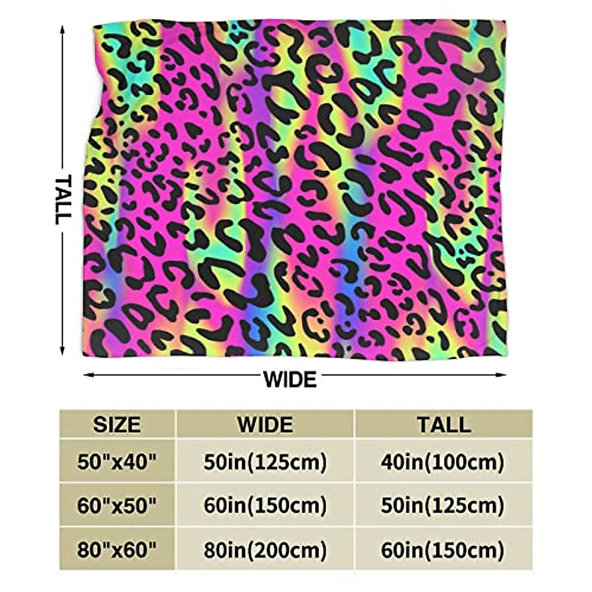 Neon Animal Leopard Spots Blankets Throw Blanket 3D Printed Soft Comfortable Flannel Fleece Throws for Bed Couch Sofa Floor Car and Home Decor 80"X60"(Adult)