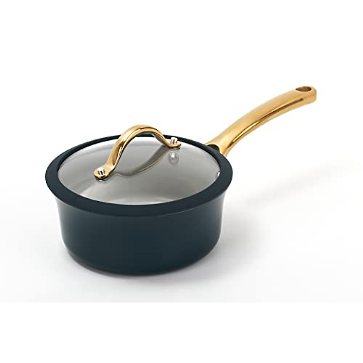 PHANTOM CHEF 8 Piece Luxe Cookware Set | Non-Stick Ceramic Coating | Oven & Dishwasher Safe | PFOA-Free | Aluminum Pots & Pans Set with Glass Lids | Induction Stovetop Compatible (Navy)