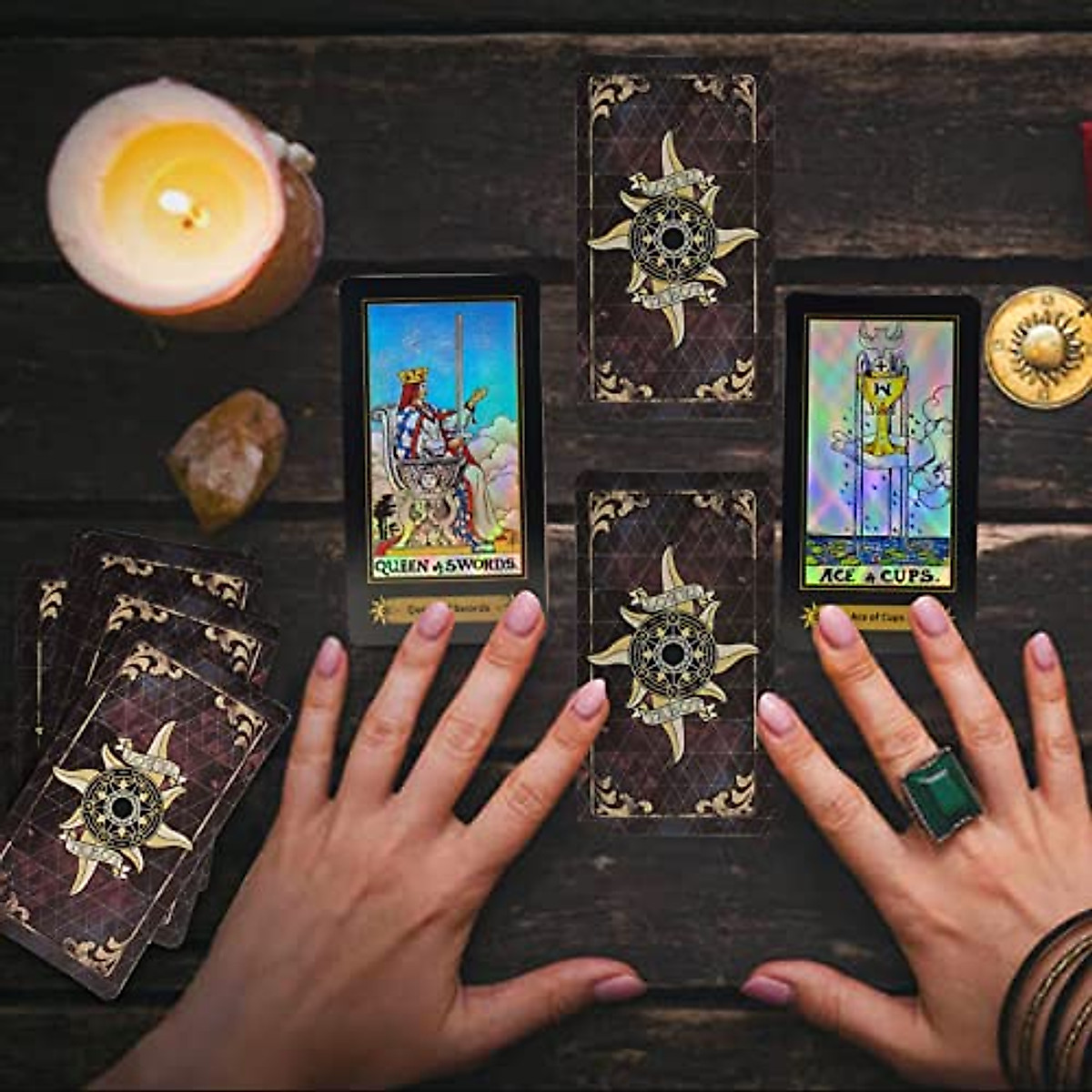 Smoostart 78 Tarot Cards with Guidebook, Holographic Tarot Cards Deck Future Telling Game with Colorful Box for Beginners and Professional Player