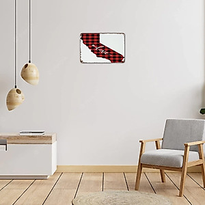 Autravelco Valentine's Day LOVE California Fashion Chic Metal Signs Outdoor Custom House Signs State Pride Patriotic Wall Decorations Tin Signs for Porch Patio Room 8x12 Inch