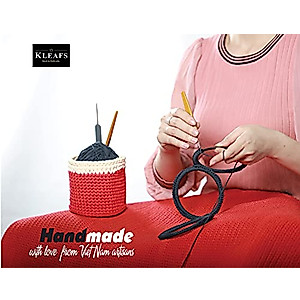 KLEAFS Handmade Crocheted Scarf Hanger for Closet Organization, Closet Organizers for Scarves, Shawl, Tie, Belts & Accessories, Space-Saving Scarf Organizer 20 Rings (Beige 360° Swivel) (Black)