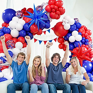 Red White and Blue Balloons Garland Arch Kit, 5 10 12 18 inch Red White Blue Confetti Latex Balloons for 4th of July Graduation Baseball Birthday Party Decorations
