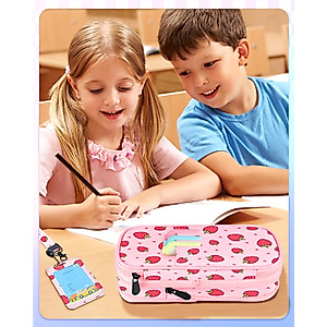 LISEVO Cute Pencil Case - Aesthetic Strawberry Pencil Pouch, Medium Capacity Colorful Pen Bag with Zipper, School Supplies Organizer Stationary Pen Holder for Girls Teens