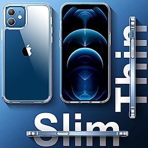 Temdan iPhone 12/12 Pro Case, [Not Yellowing] [Ultra Slim] Lightweight & Thin, Shockproof Protective, Screen & Camera Protection - Crystal Clear