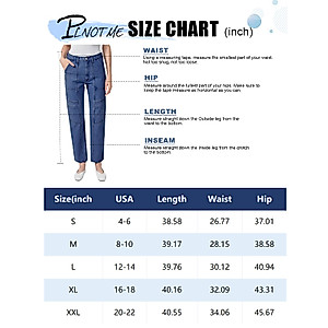 PLNOTME Women's High Waisted Jeans Straight Leg Cargo Trendy Denim Pants with Pockets Light Blue