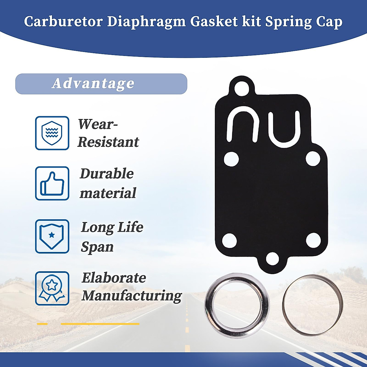 Getfarway Carburetor Diaphragm Gasket kit Fit for Spring Cap 2Hp Thru 5Hp Horizontal Engines, 270026 272538 272538S 272637 4157 (3 PCS)