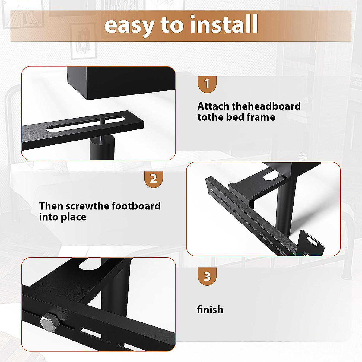 Adjustable Bed Headboard Brackets,Universal Headboard Brackets for Adjustable Bed Base,Adjustable Bed Headboard Kit,Adjustable Bed headboard kit Hardware(Black)