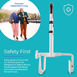 Modern Innovations Adjustable Bathtub Grab Bar, Safety Bath & Shower Grab Bars for Elderly Seniors, Handicap Grab Bars (300lb Weight Limit), Bathroom Grab Bars for Seniors with Adjustable Handles