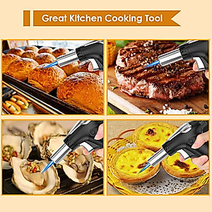 NANW Butane Torch, Refillable Kitchen Blow Torch Lighter Culinary Cooking Torch with Adjustable Flame for BBQ, Creme Brulee, Baking And Cooking (Butane Gas not Included) (Black)