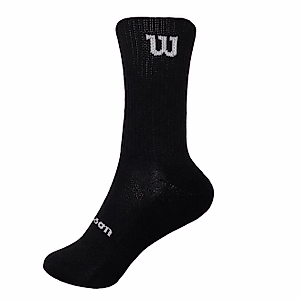 Wilson Men's Athletic Moisture Wicking 5 Pack Crew Socks, Multipack, Black, Shoe Size: 6-12