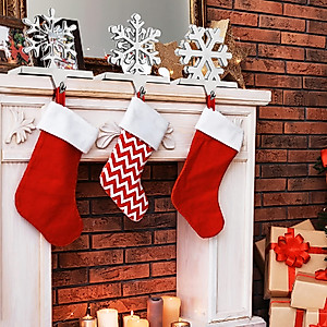 URATOT Pack of 4 Christmas Stocking Holders Snowflake Stocking Hangers Mantel Stocking Hooks for Christmas Decoration, Silver