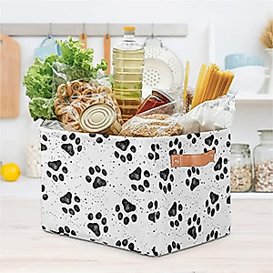 Cat Paws Collection Fabric Storage Basket for Organizing Collapsible Rectangle Basket Decorative Storage Bins with Handles for Shelves Closets Toys Laundry Nursery Home Office