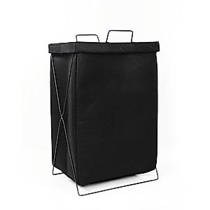 15''L x 10''W x 22'' H X-Frame Collapsible Laundry Basket Household Essentials Metal Frame with Cotton/Polyester Bag Sorter Organizer Foldable Dirty Clothes Hamper Durable Storage Dorm Apartment