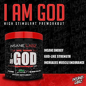 Insane Labz I am God Pre Workout, High Stim Pre Workout Powder Loaded with Creatine and DMAE Bitartrate Fueled by AMPiberry, Energy Focus Endurance Muscle Growth,25 Srvgs,Thou Shalt Not Covet Orange