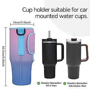 Water Bottle Carrier Bag Fits for Stanley H2.0, 40oz Water Bottle Bag and Water Bottle Holder with Adjustable Shoulder Strap for Hiking Travelling Camping (Gradient Purple)