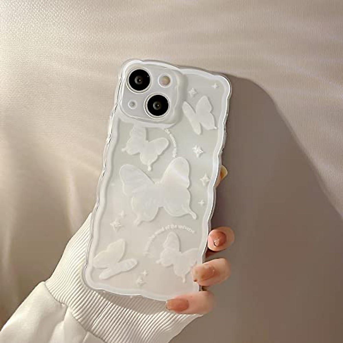 NITITOP Compatible for iPhone 14 Plus Case Clear Cute Butterfly Pattern Hollow Design for Women Girls Soft TPU Shockproof Protevtice Case for iPhone 14 Plus - Crystal Butterfly