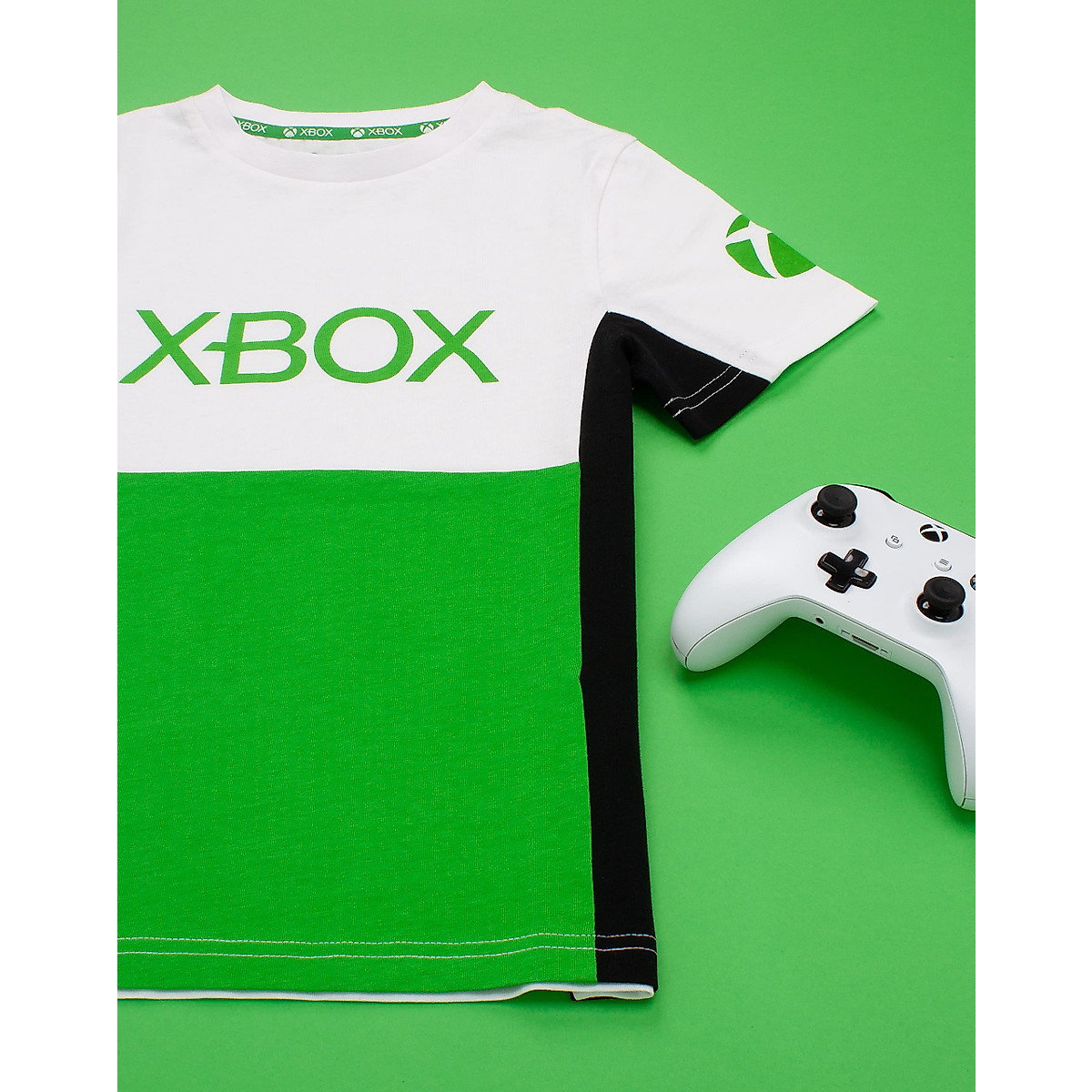 Xbox T-Shirt Boys Kids Black Green Game Console Logo Clothing Top 11-12 Years