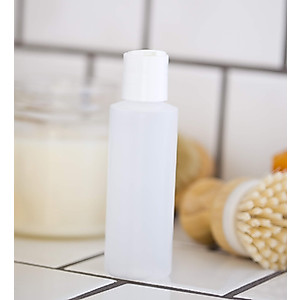 JUVITUS 4 oz Clear Natural Refillable Plastic Squeeze Bottle with White Disc Cap - (6 Pack)