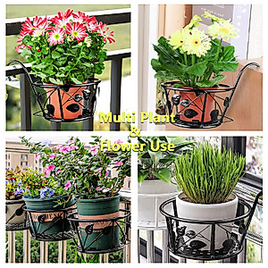 2 Pack Hanging Planters for Railings, Fence Flower Pot Holders Iron Hanging Baskets Plant Stand
