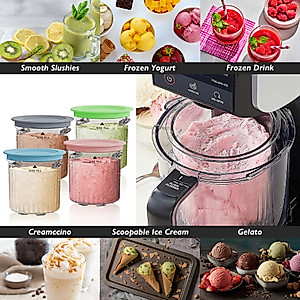 Wiselet 16 Oz Pint Containers 4 Pack, Compatible with Ninja NC100&NC200 Series Creami Ice Cream Maker, Dishwasher Safe, BPA FREE, Leak Proof, Transparent,