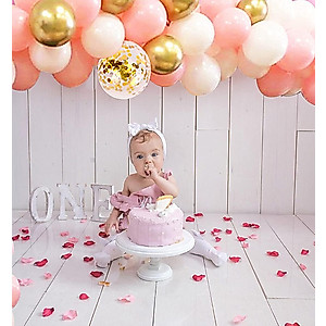 60pcs Pink Gold White Balloons Kit Latex 12 inch Pink Gold Confetti Balloons for Birthday Baby Shower Wedding Engagement Party Decorations