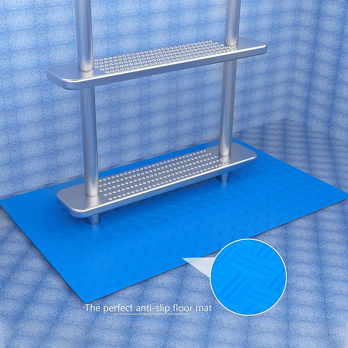 DECOHS 16" x 36" Pool Ladder Mat-Large Swimming Pool Step Mat with Non-Slip Texture-Protective Ladder Pad for Above Ground Pools Liner and Stairs (Stripe)