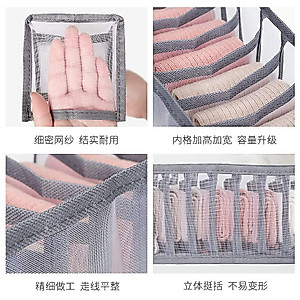 3PCS Wardrobe Clothes Organizer for Underwear and Clothing; 6,7 and 11 grids for clothes storage organization, dresser, drawer and closet organizers for: Underwear, Bra, Sweater, T-Shirt, Sock, & More