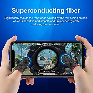 Gaweb Gaming Finger Covers Sweat Proof Breathable 0.98MM Thin Mobile Game Controller Fingertips Sleeves Thumb Gloves Blue A