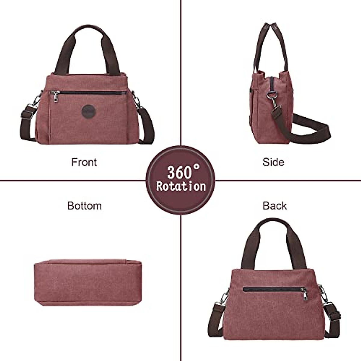 Emprier Women's Vintage Canvas Hobo Handbags Work Shoulder Crossbody Bag Tote Purses Multi-pocket Handbags