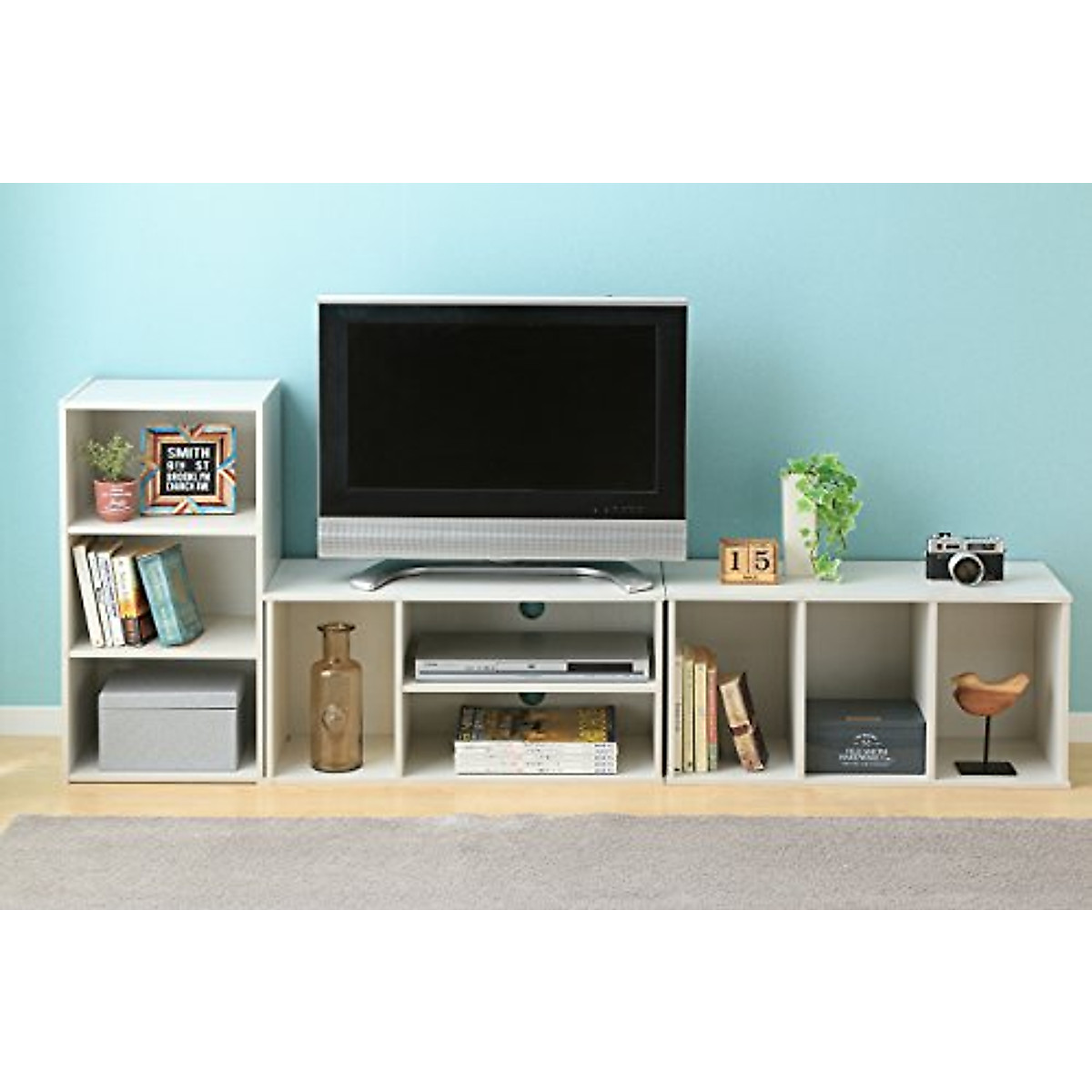 IRIS USA 3-Tier Modular Open Cubby Storage Shelf, Sturdy Storage Bookshelf Cabinet for Living Room Bedroom Guest Room Office Dorm Room Kids Room and Bathroom, White