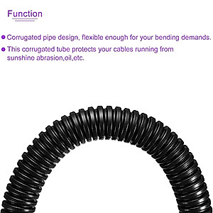 DMiotech 16mmx12mmx3.0m PVC Non-Split Corrugated Tubing Indoor Outdoor Cord Management for Wrap Tidy Office Garden