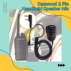 Retevis H-777 Walkie Talkies Mic 2 Pin Shoulder Speaker Mic Compatible with Retevis RT22 RT21 RT68 RT27 RB26 RT85 RT22S RT86 RT19 RT17 Baofeng UV-5R BF-F8HP 2 Way Radios,with 3.5mm Audio Jack(1 Pack)
