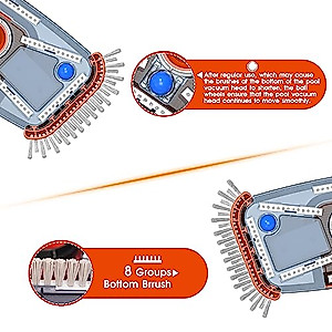 MrHumble Pool Vacuum Head with Side Brush & Universal Rotatable Hose Adapter,Weighted Rectangle Pool Vacuum(Safe for Vinyl Liner Pool),Swimming Pool Vacuum Brush for Inground & Above Ground Pools