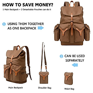 G-FAVOR Travel Backpack for Men Women, 40L Extra Large Canvas Backpack High Density Detachable Rucksack Daypack Weekender Bag for Outdoor Hiking Camping School