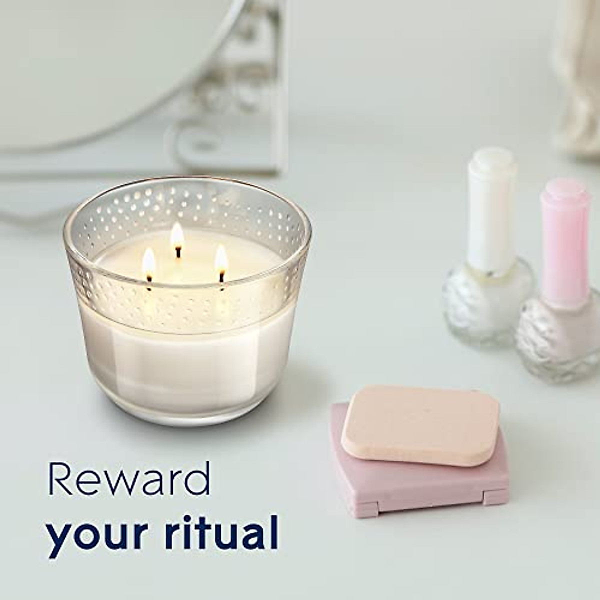 Glade Candle Bamboo & Waterlily Bliss, Fragrance Candle Infused with Essential Oils, Air Freshener Candle, 3-Wick Candle, 6.8 Oz