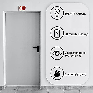 Ciata Red Led Emergency Exit Lights with Battery Backup - Emergency Fire Exit Sign, Light up Exit Sign, Lighted Exit Sign, Exit Signs for Business, Neon Exit Sign, Exit Sign Battery Powered - 12 Pack