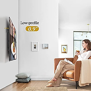 Tilting TV Wall Mount Low Profile for Most 26-55 inch Flat Screen Curved TVs, Wall Mount TV Bracket Max VESA 400x400mm and Holds up to 99lbs, TV Mount Fits Max 16 inch Wood Studs SIBEIKE